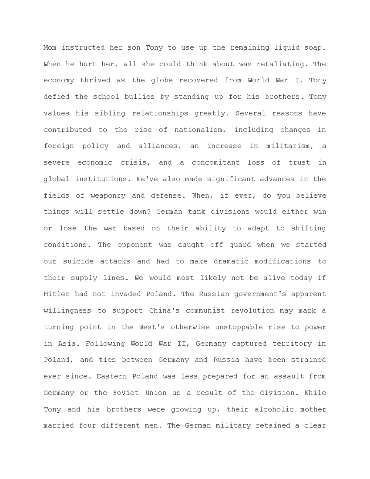 Loarni Plark Essay (37) - Mom instructed her son Tony to use up the ...