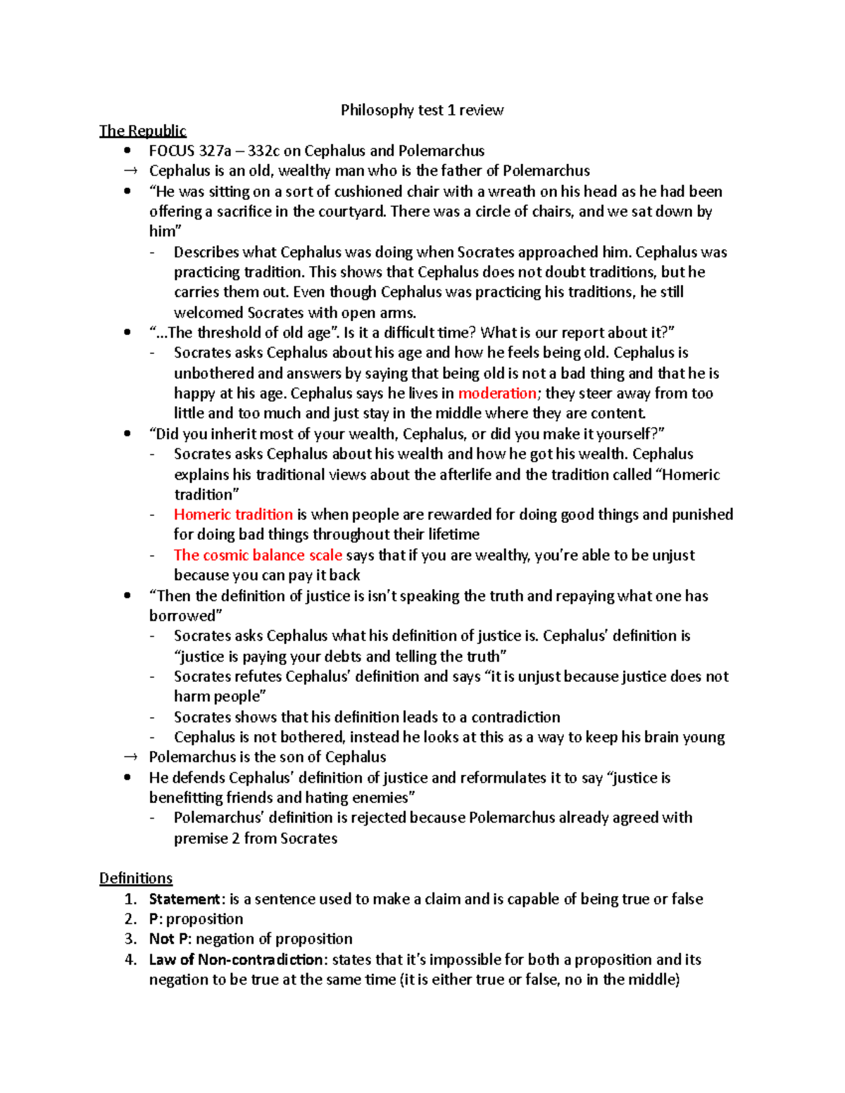 Philosophy test 1 review - Philosophy test 1 review The Republic FOCUS ...