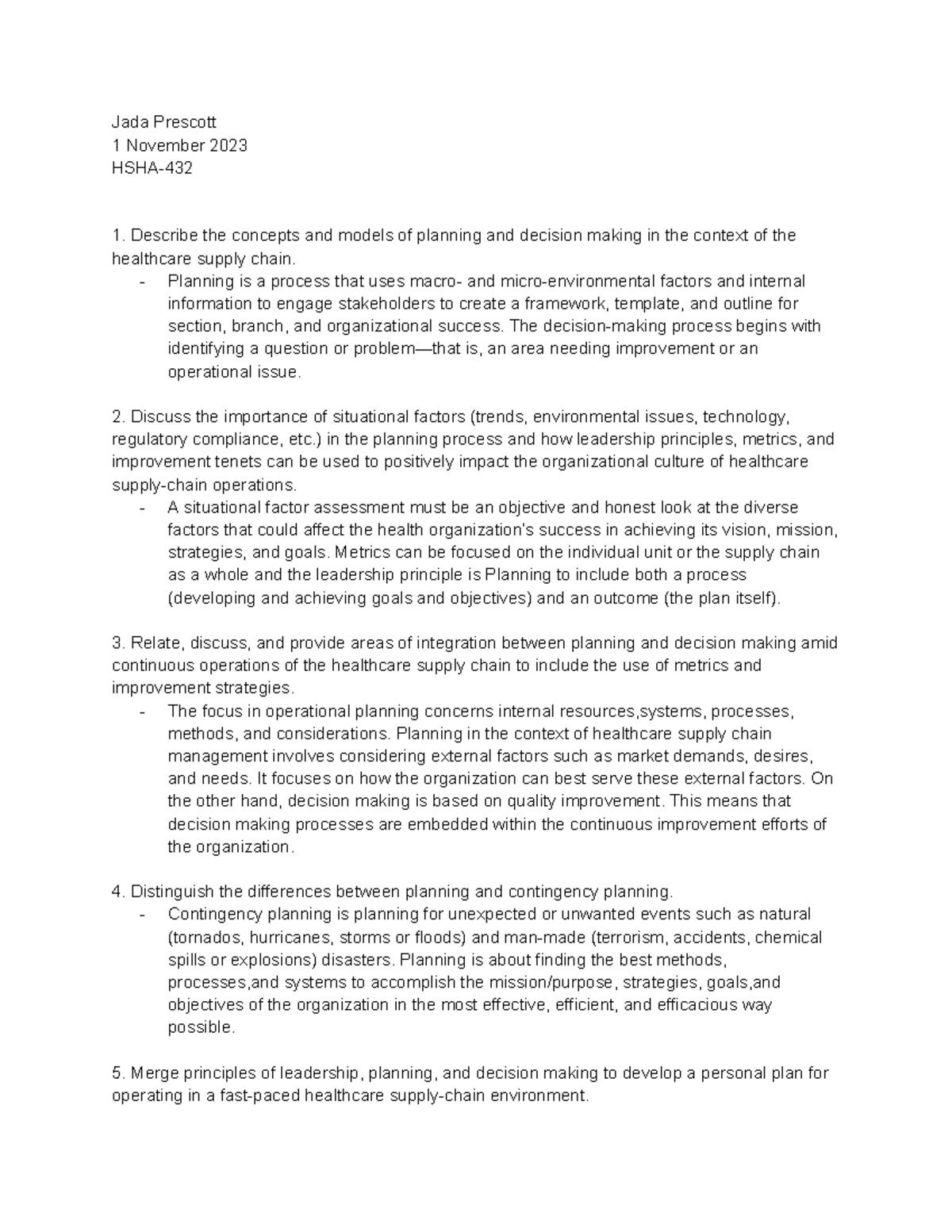 Chapter 10 - ,,, - Jada Prescott 1 November 2023 HSHA- Describe the ...