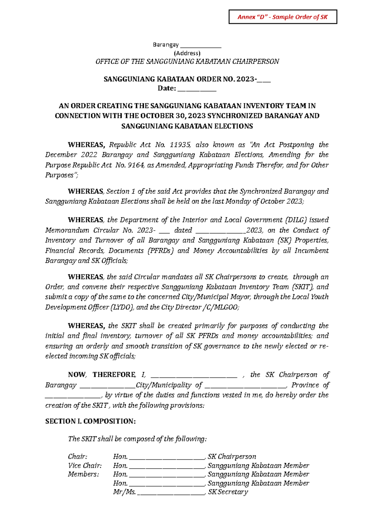 2 - hello - Barangay ____________ (Address) OFFICE OF THE SANGGUNIANG ...