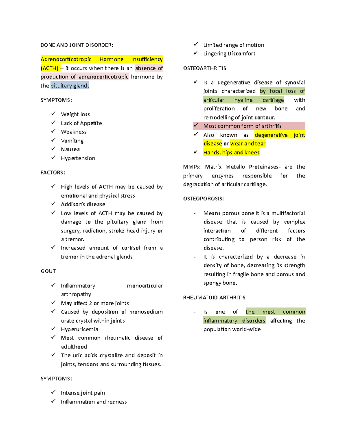 BONE AND Joint - This lecture note is helpful for students in their ...