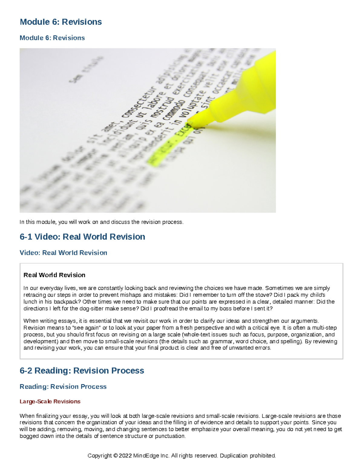 Module 6 Revisions - Revisioning essay - Module 6: Revisions Module 6 ...