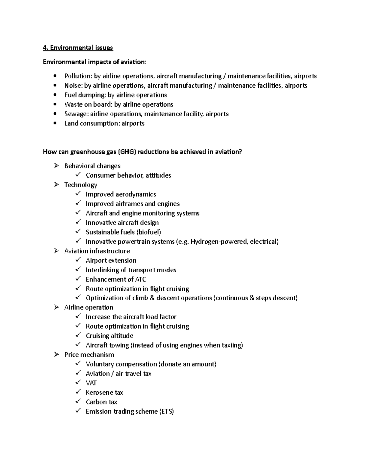 Lectures 4 summary - List of important contents - Environmental issues ...