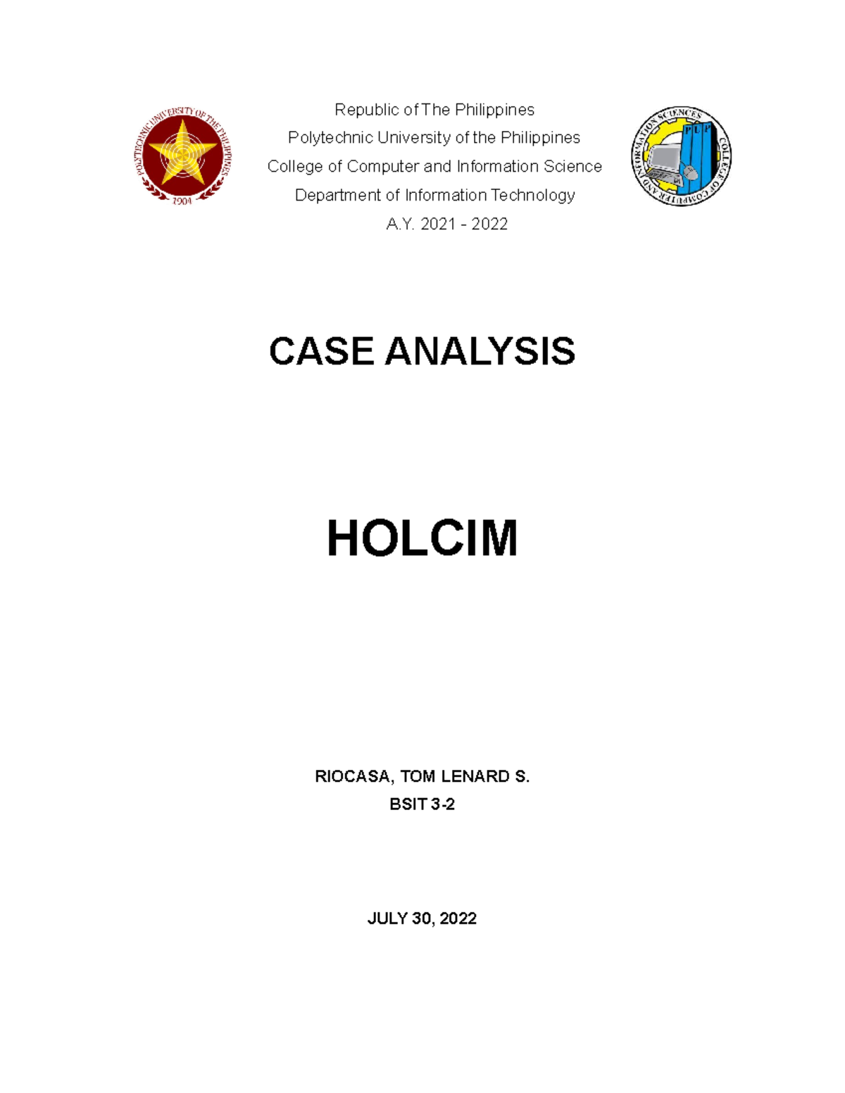 Case Analysis - Republic of The Philippines Polytechnic University of ...