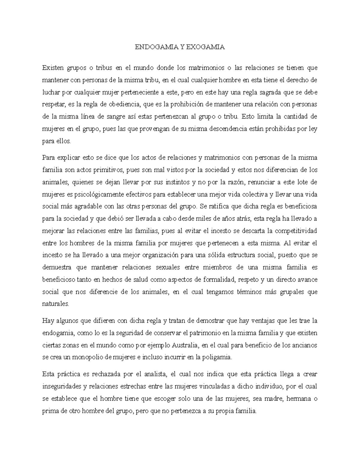 Endogamia Y Exogamia - ENDOGAMIA Y EXOGAMIA Existen grupos o tribus en ...