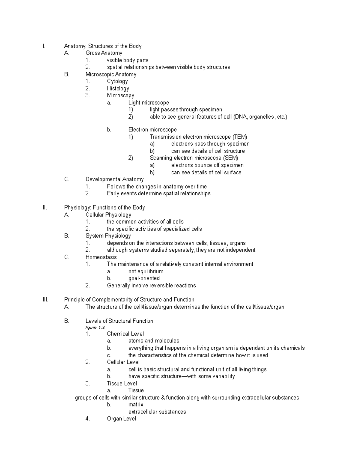 Untitled document - Intro to anatomy and physiology notes - I. Anatomy ...