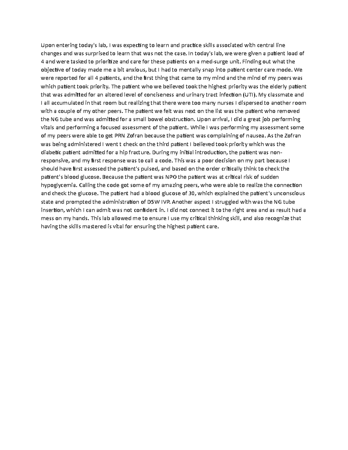 Lab 4 reflection - Lab relection - Upon entering today's lab, I was ...