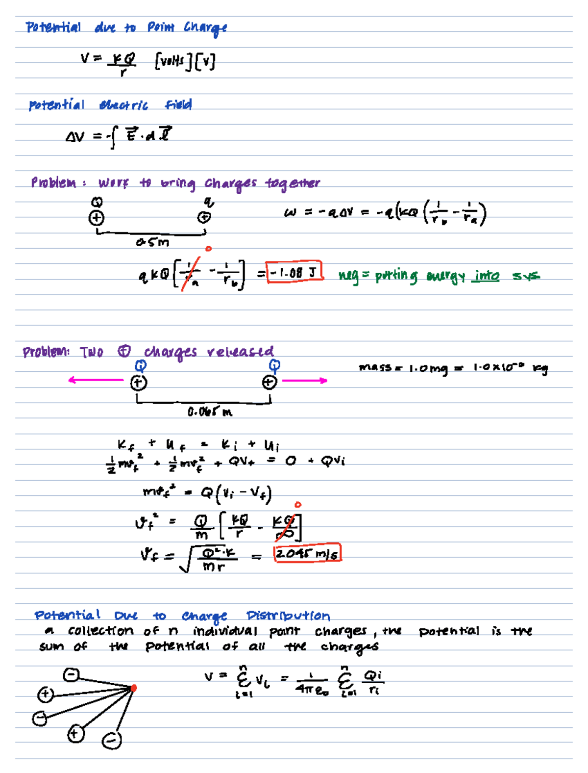 5C Lec 5 - Lecture notes 5 - Potential due to point charge k volts v ...