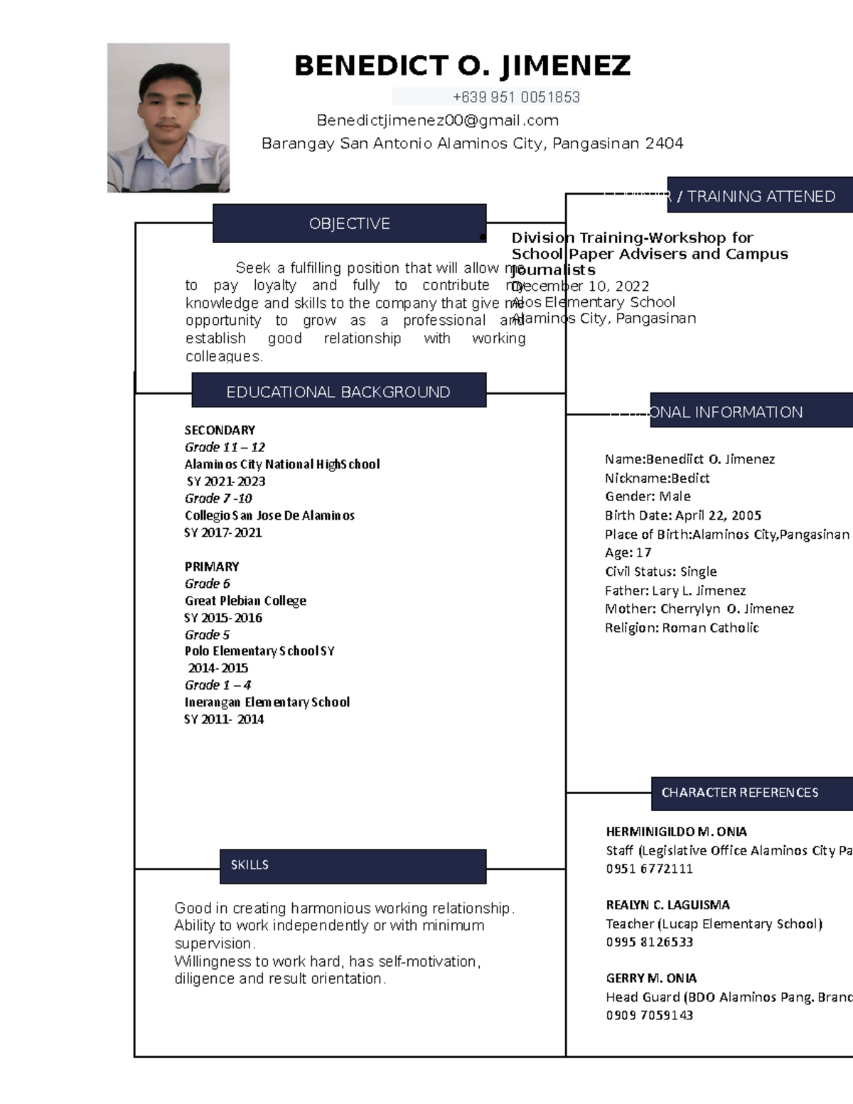 Benedict - SHJJ - BENEDICT O. JIMENEZ +639 951 0051853 ...