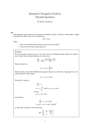 Inertial Nav Tutorial Solutions - Inertial Navigation Tutorial ...