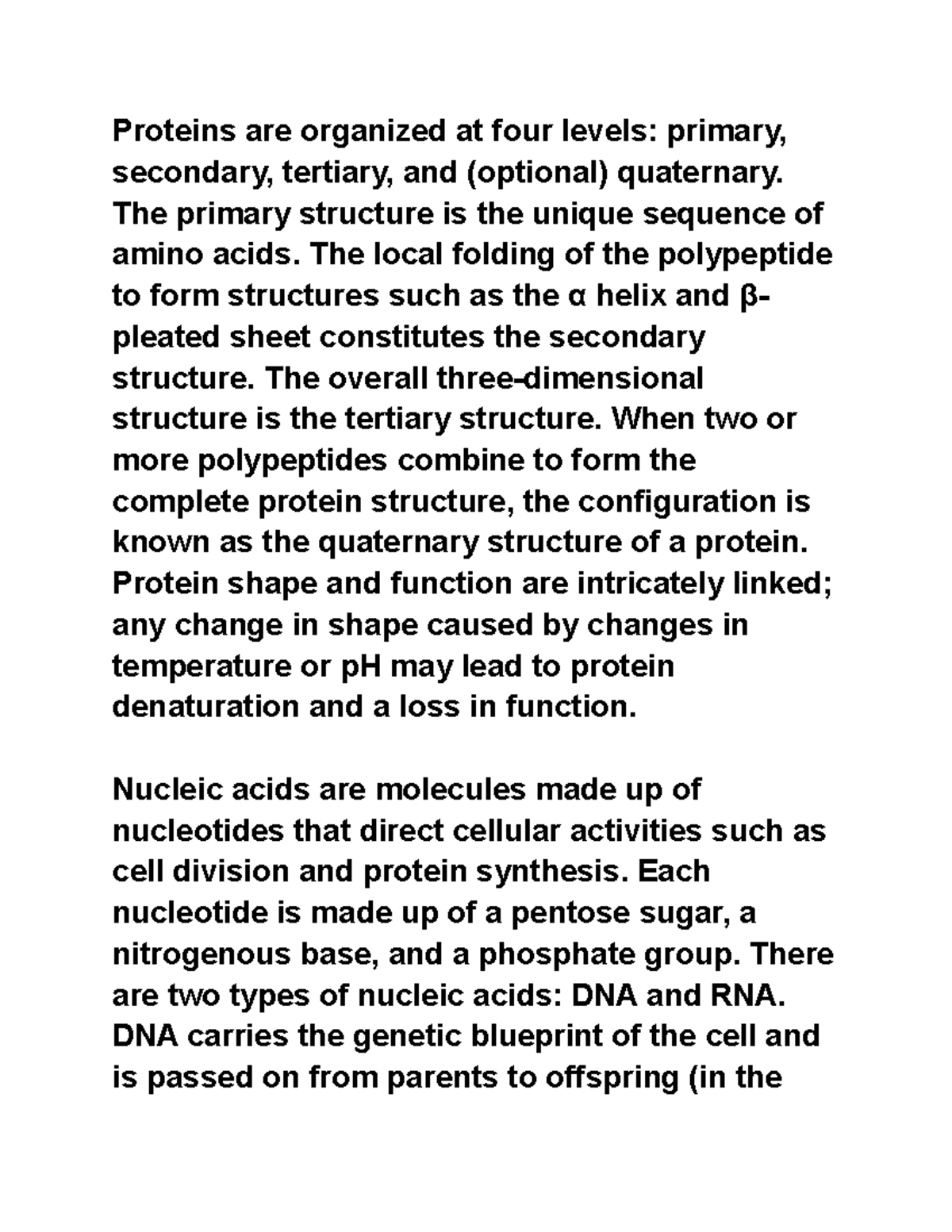 BIOL 1345 Module 2 Biological Macromolecules - Proteins are organized ...