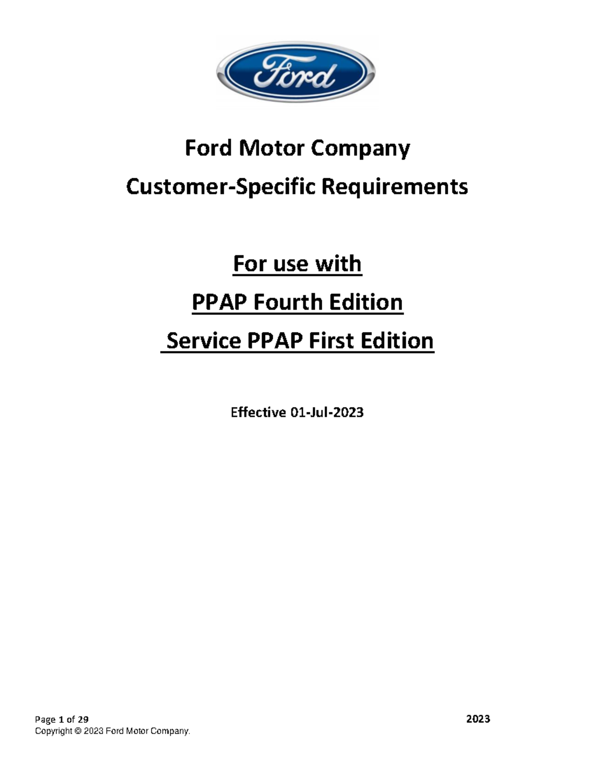 APLICACION EN PINTURA APQP - Page 1 of 29 2023 Ford Motor Company ...