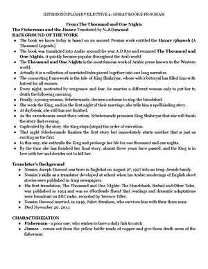 The Decameron Interdisciplinary Elective 2 Great Books Program - THE ...