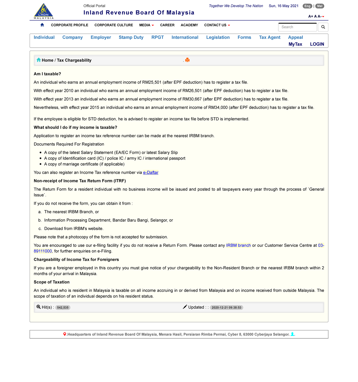 TAX Chargeability - Notes tax chargebility - .Headquarters of Inland ...