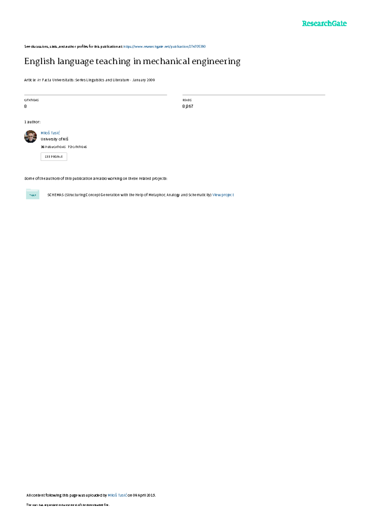 English Language Teachingin Mechanical Engineering - See discussions, stats, and author profiles ...