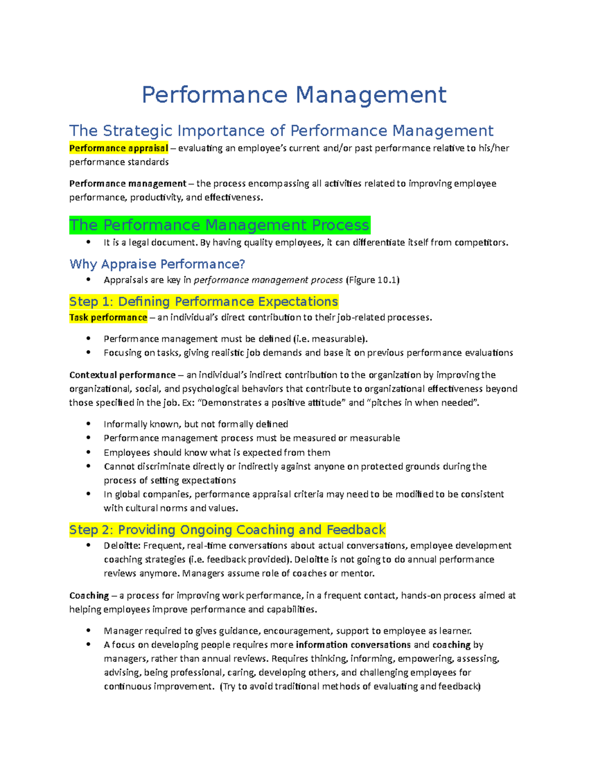 CH10 to CH13 - Lecture notes 6 - Performance Management The Strategic ...