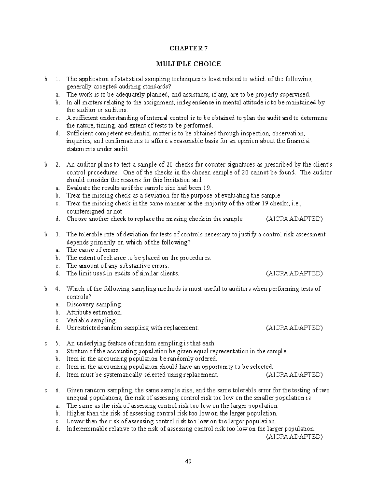 Exam 14 February 2020, questions and answers - CHAPTER 7 MULTIPLE ...