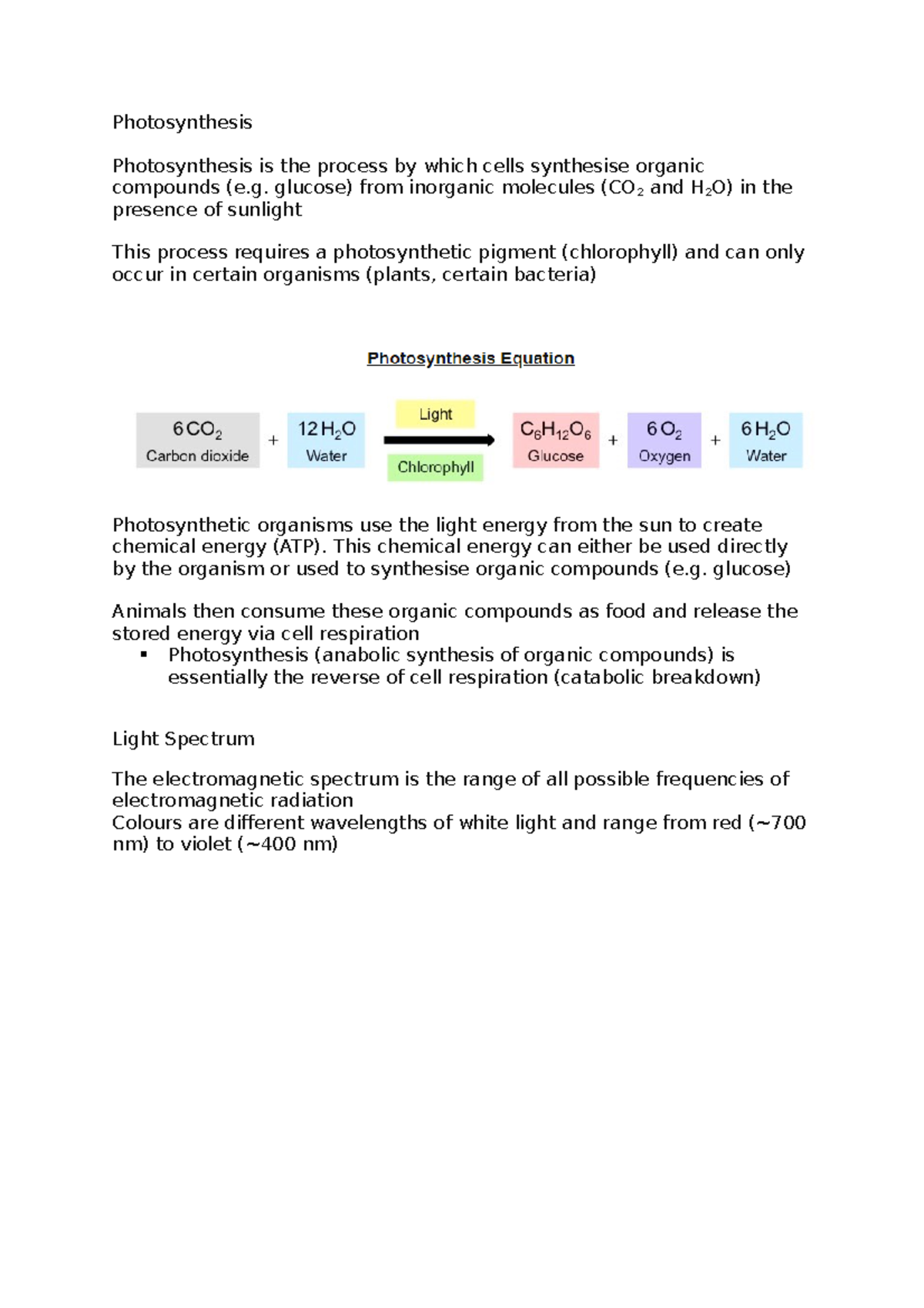 Photosynthesis notes - Photosynthesis Photosynthesis is the process by ...
