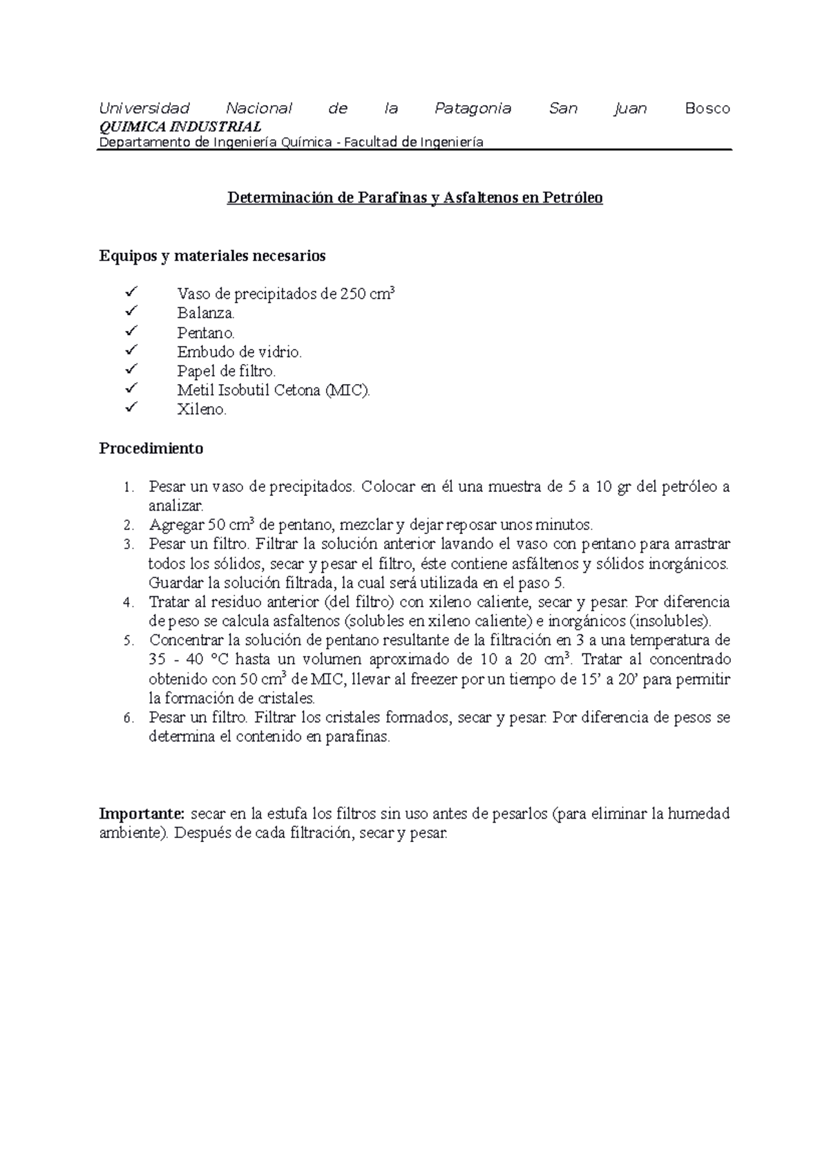 Asfaltenos y parafinas - Universidad Nacional de la Patagonia San Juan ...