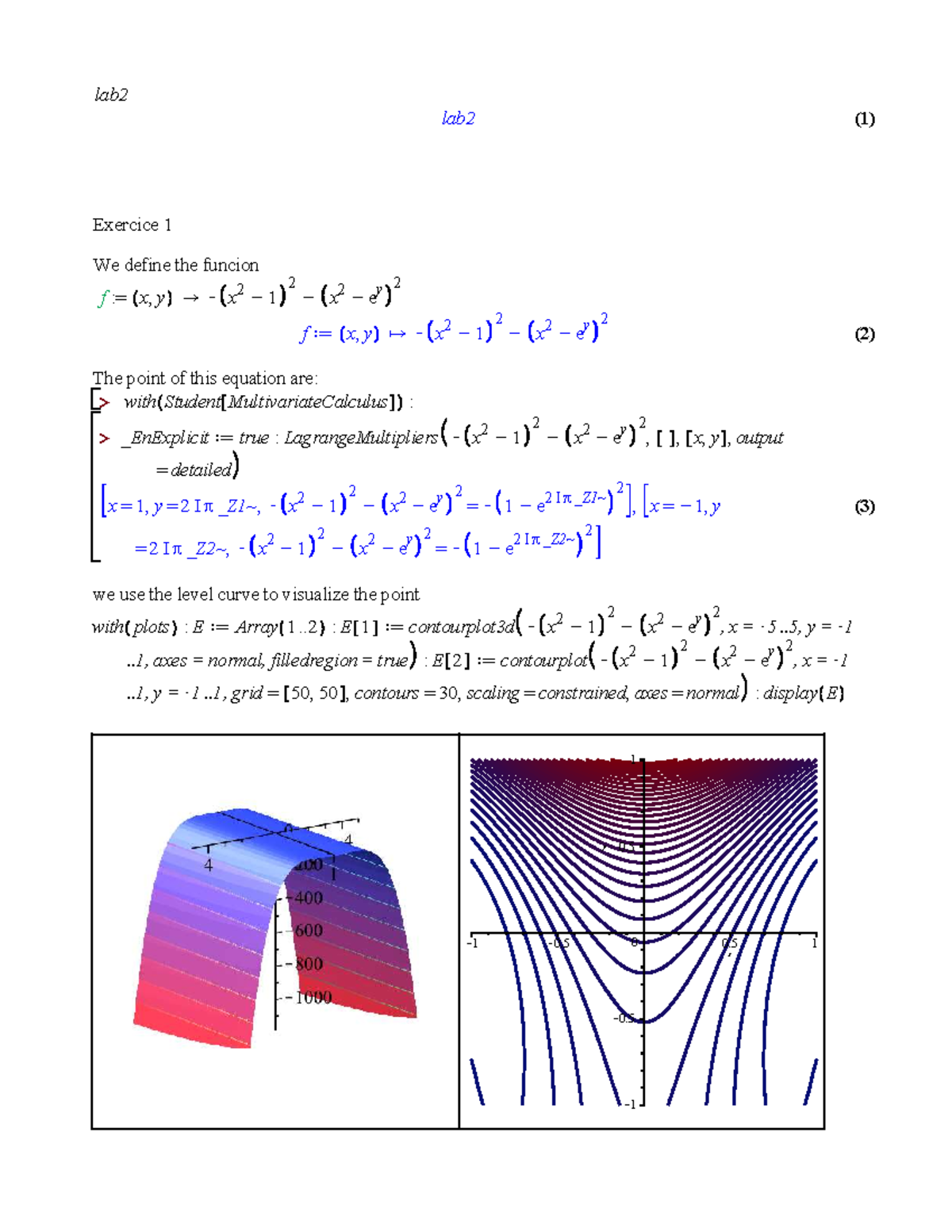 Lab2 3645 pdf - LAB 2 - (3)(3) (2)(2) >> (1)(1) >> lab lab Exercice 1 We define the - Studocu