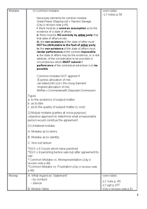 Contract notes revision - WEEK 1 Agreement 1: OFFER Contract Formation ...