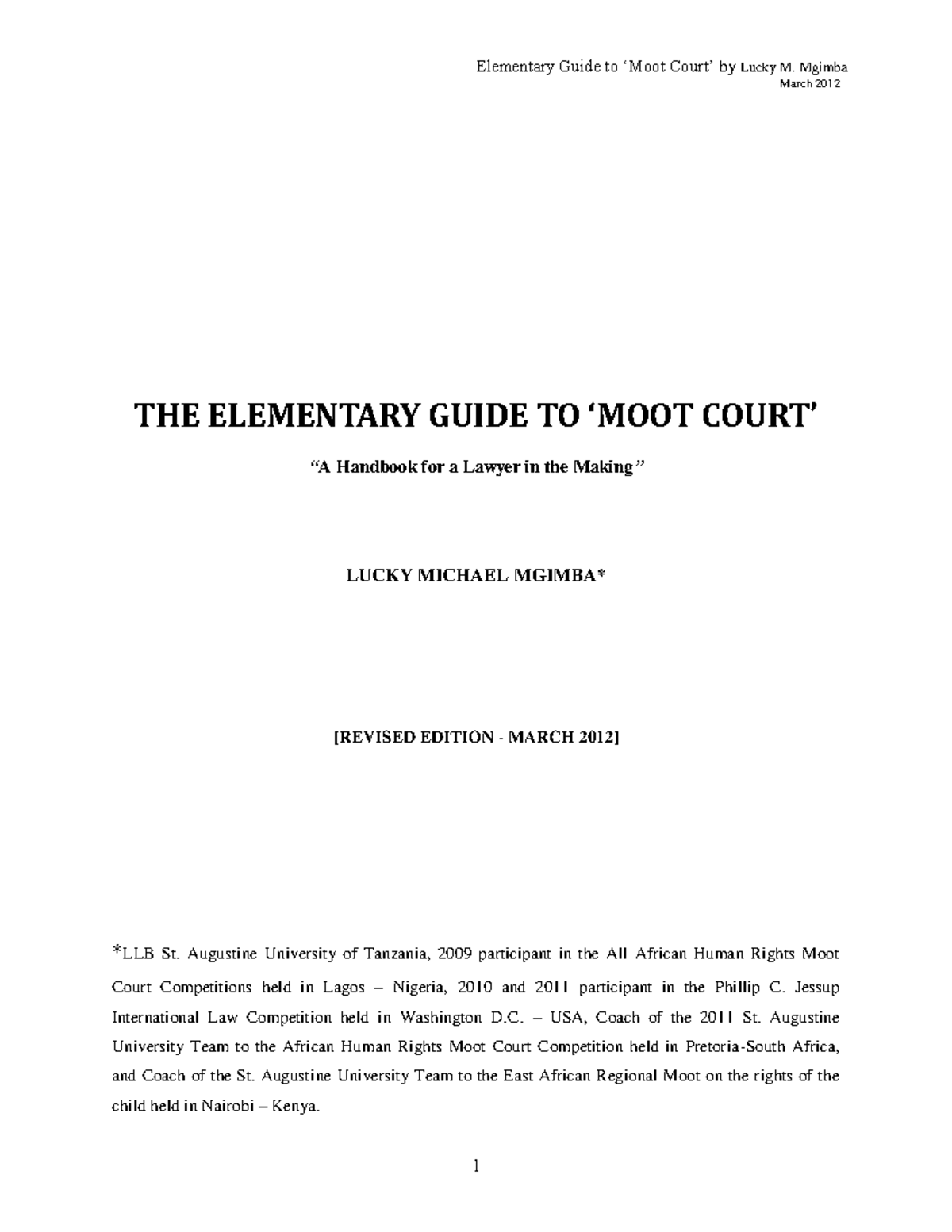 THE Elementary Guide TO MOOT Court - THE ELEMENTARY GUIDE TO ǮMOOT ...