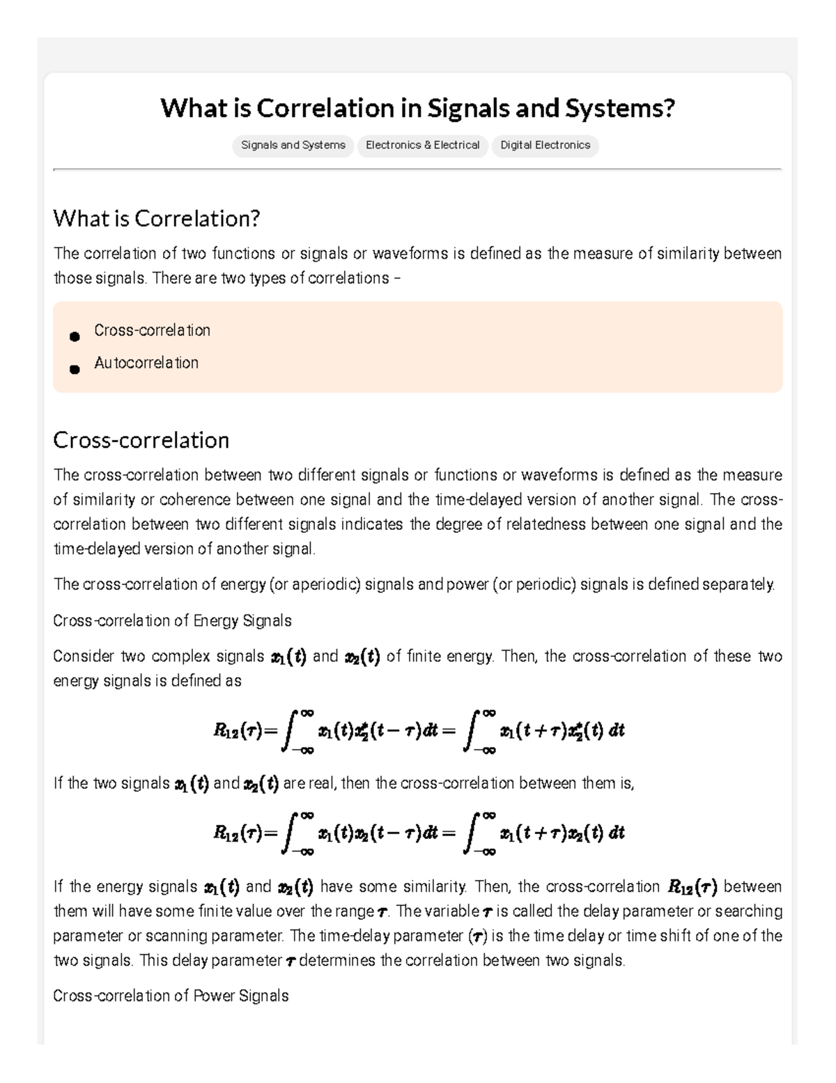 What is Correlation in Signals and Systems - There are two types of ...