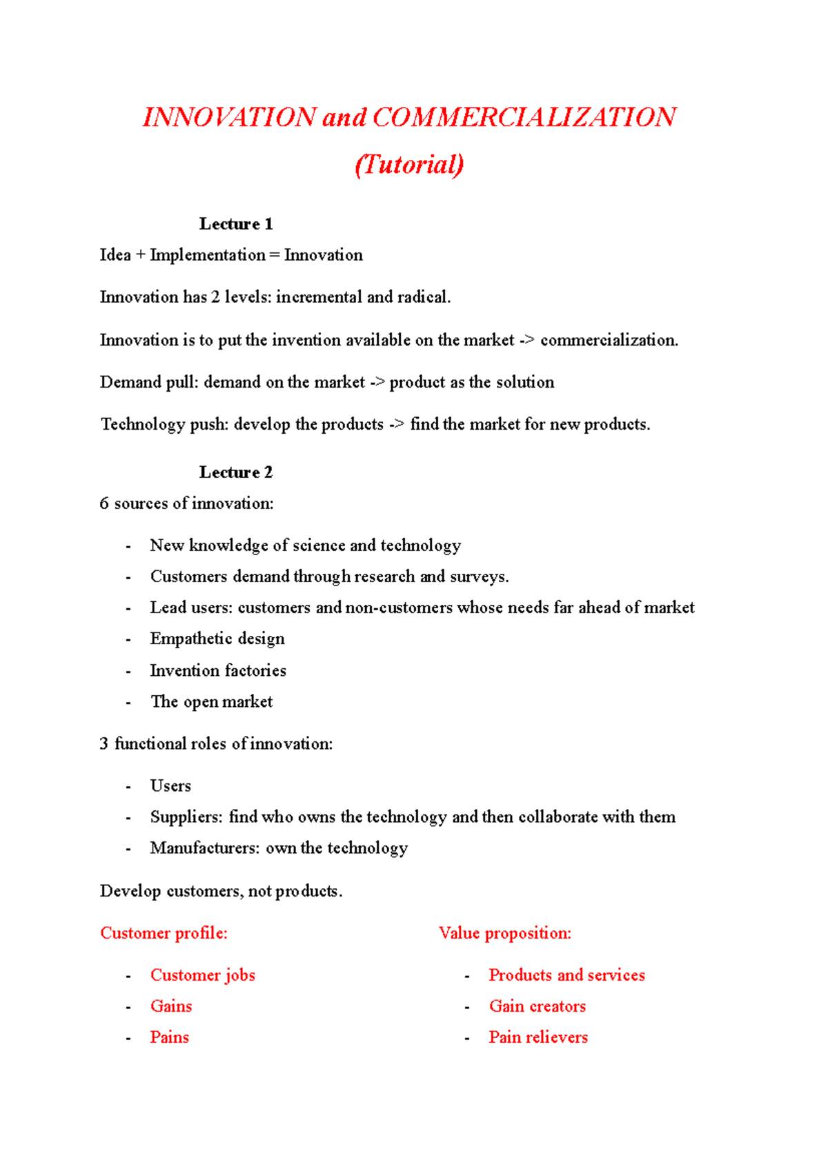 Innovation and Commercialization - Tutorial - INNOVATION and ...
