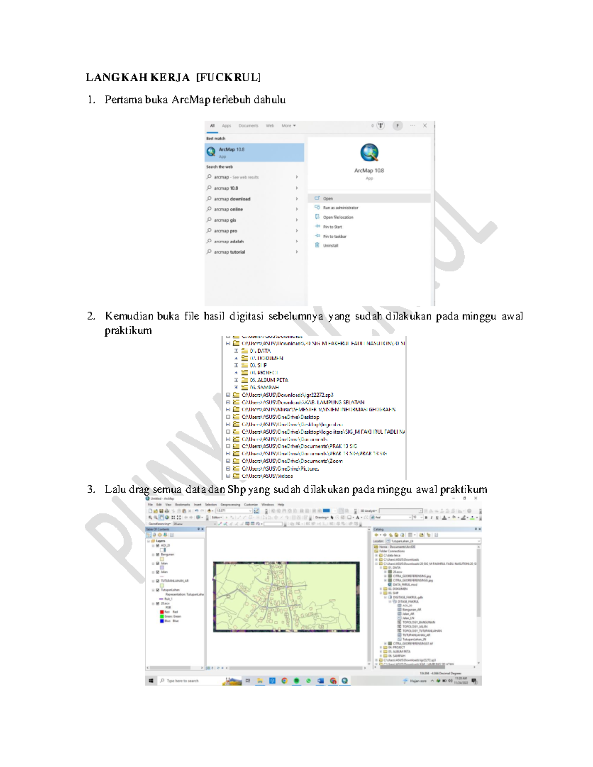 Langkah Kerja - END - LANGKAH KERJA [FUCKRUL] Pertama buka ArcMap terlebuh dahulu Kemudian buka ...