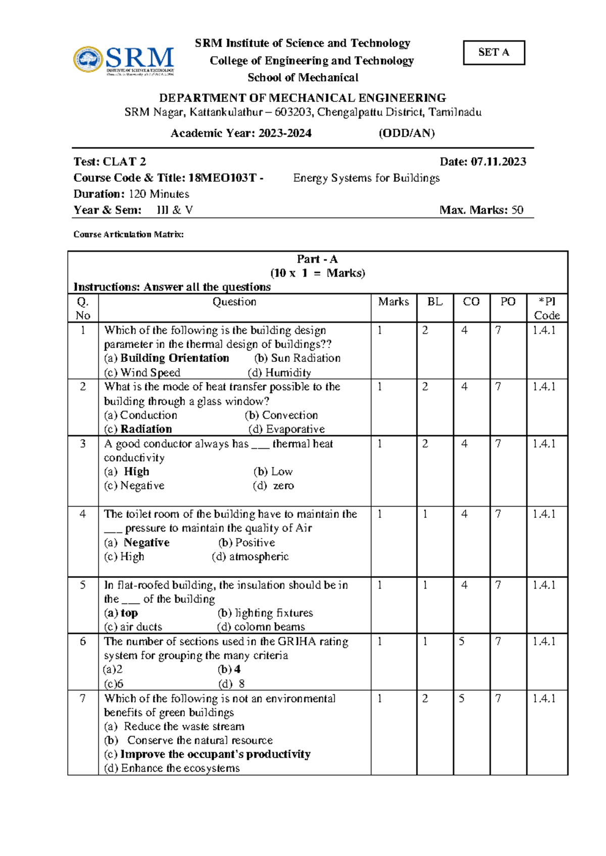 ESB A-key - note - SRM Institute of Science and Technology College of ...