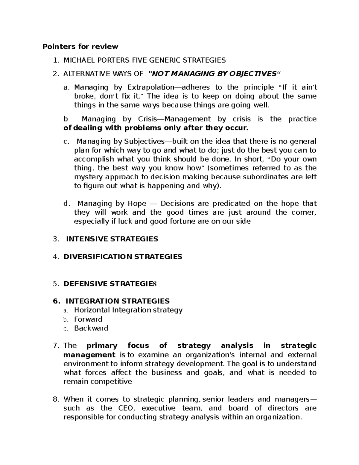 Pointers - NONE - Pointers for review 1. MICHAEL PORTERS FIVE GENERIC ...