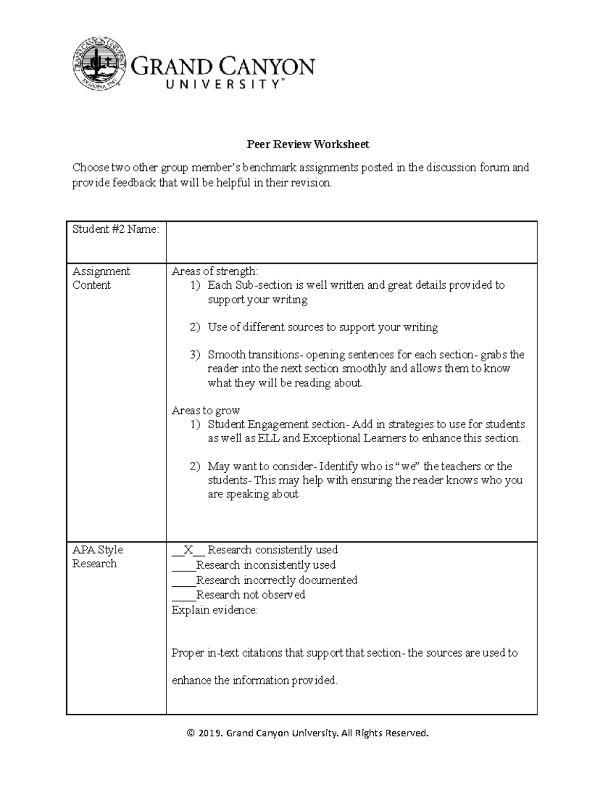 Peer Review Elm 250 - Peer Review Worksheet Choose two other group ...