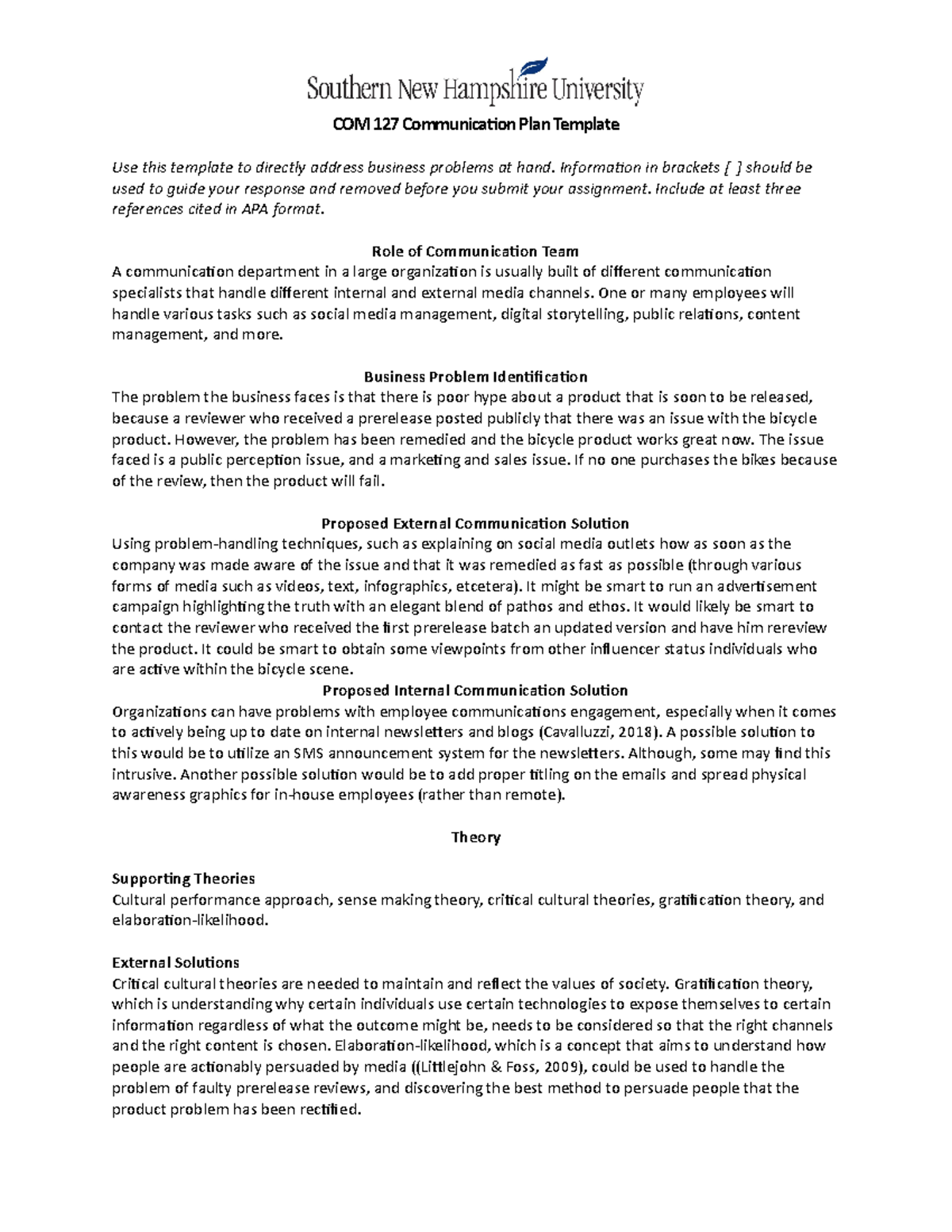Milestone Two Part 1 Overview Of Communication Plans And Roles
