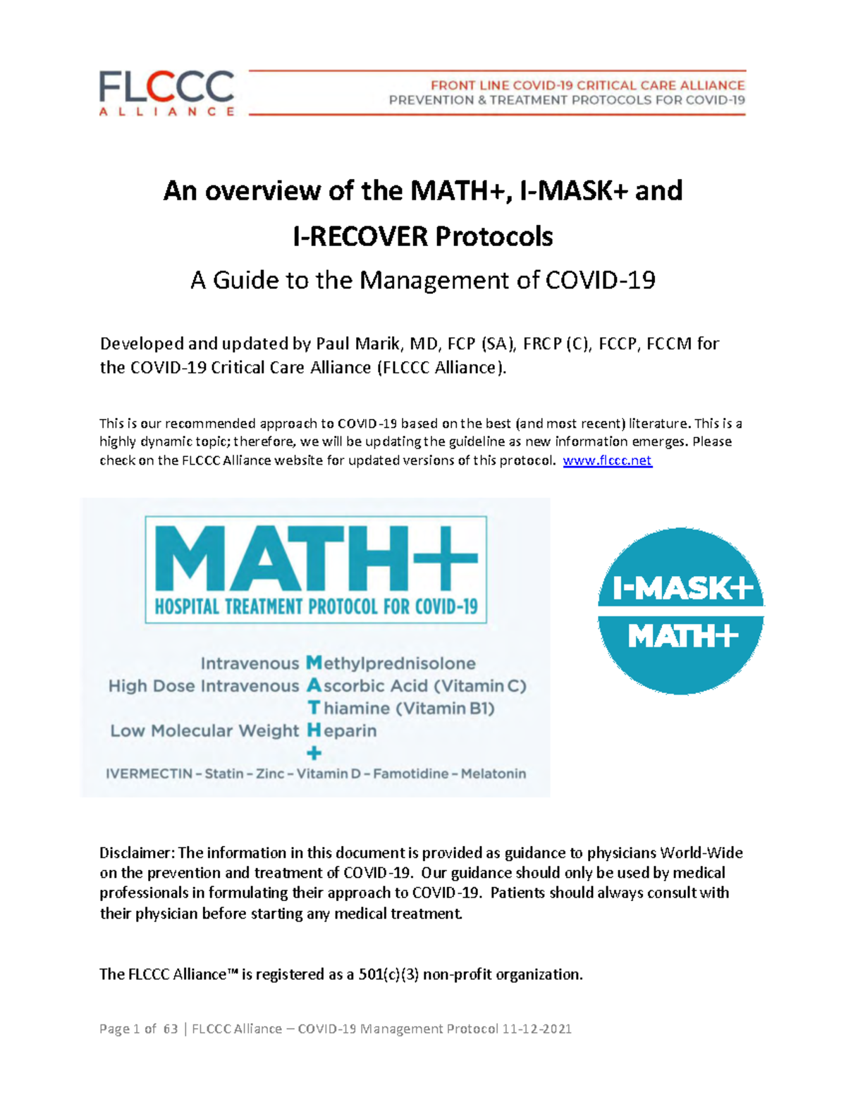 Flccc Protocols – A Guide to the Management of Covid 19 - An overview ...
