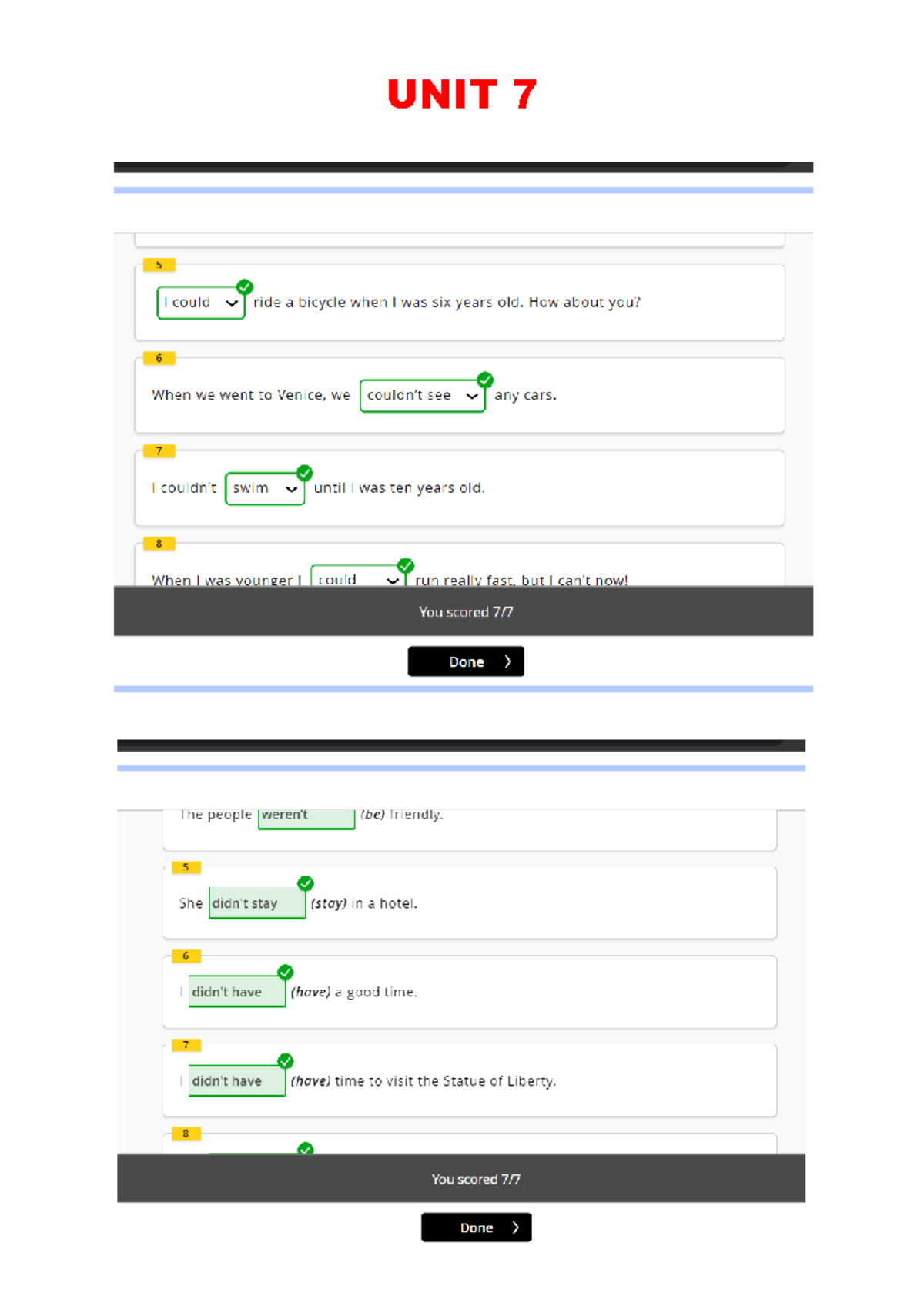 Review UNIT 7 AND 8 - Inglés - UNIT UNIT - Studocu