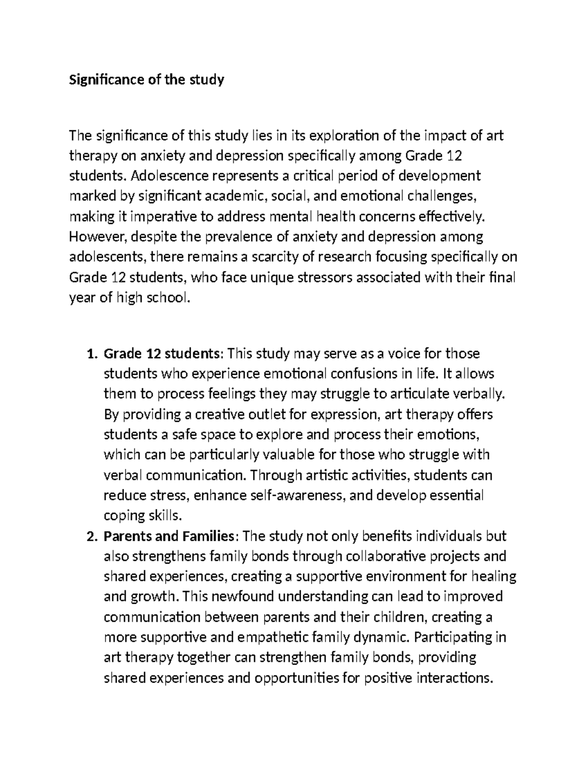 Significance of the stud1 - Significance of the study The significance ...
