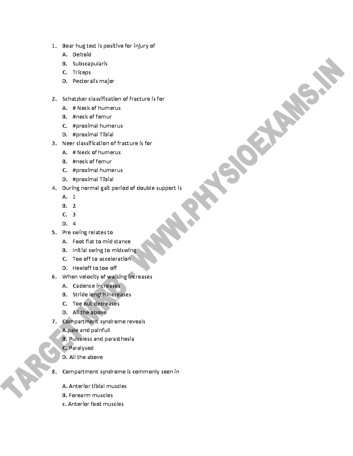 01102019-A-MINI-MOCK TEST - Bear hug test is positive for injury of A ...