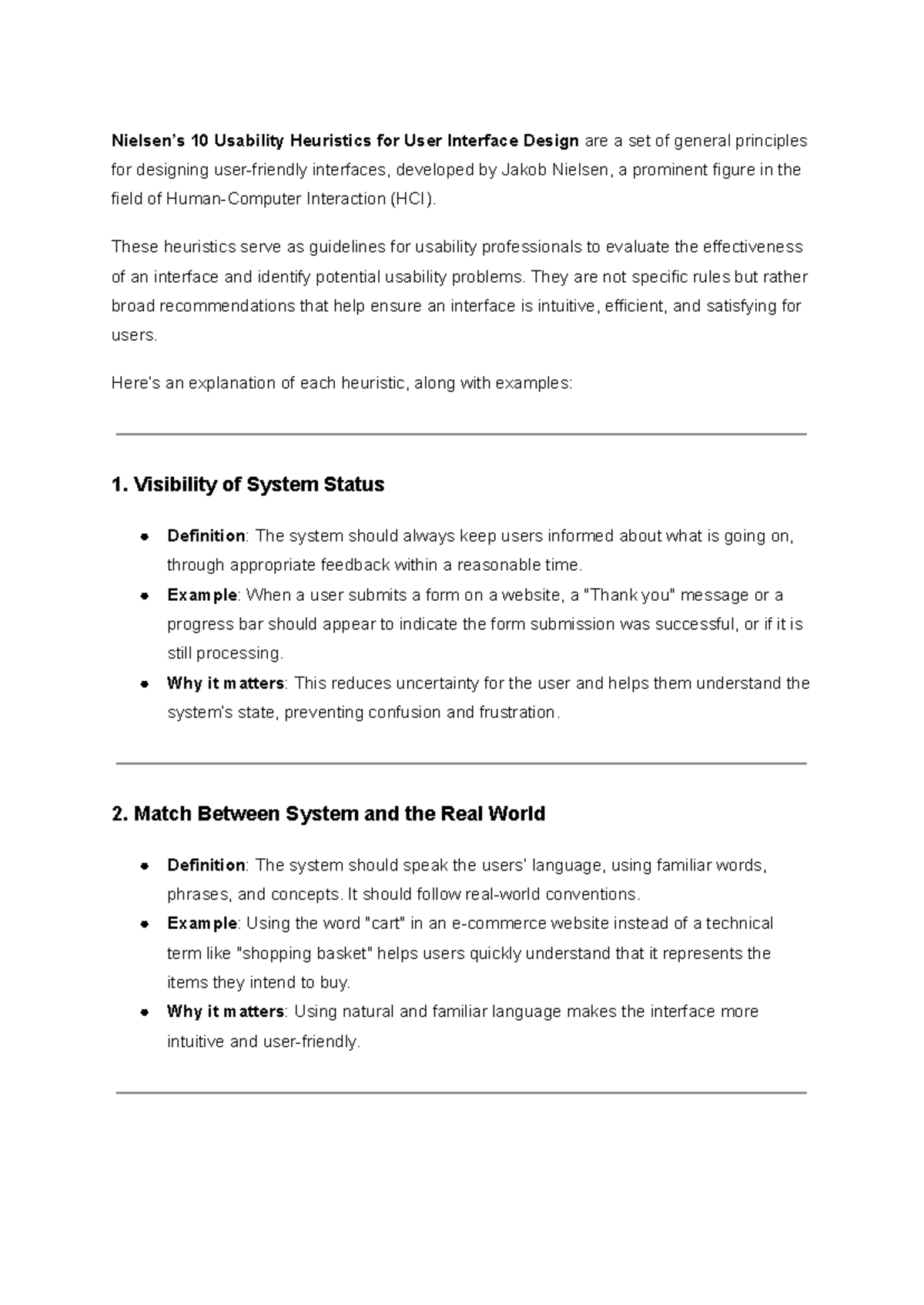 Nielsen’s 10 Usability Heuristics - These heuristics serve as ...