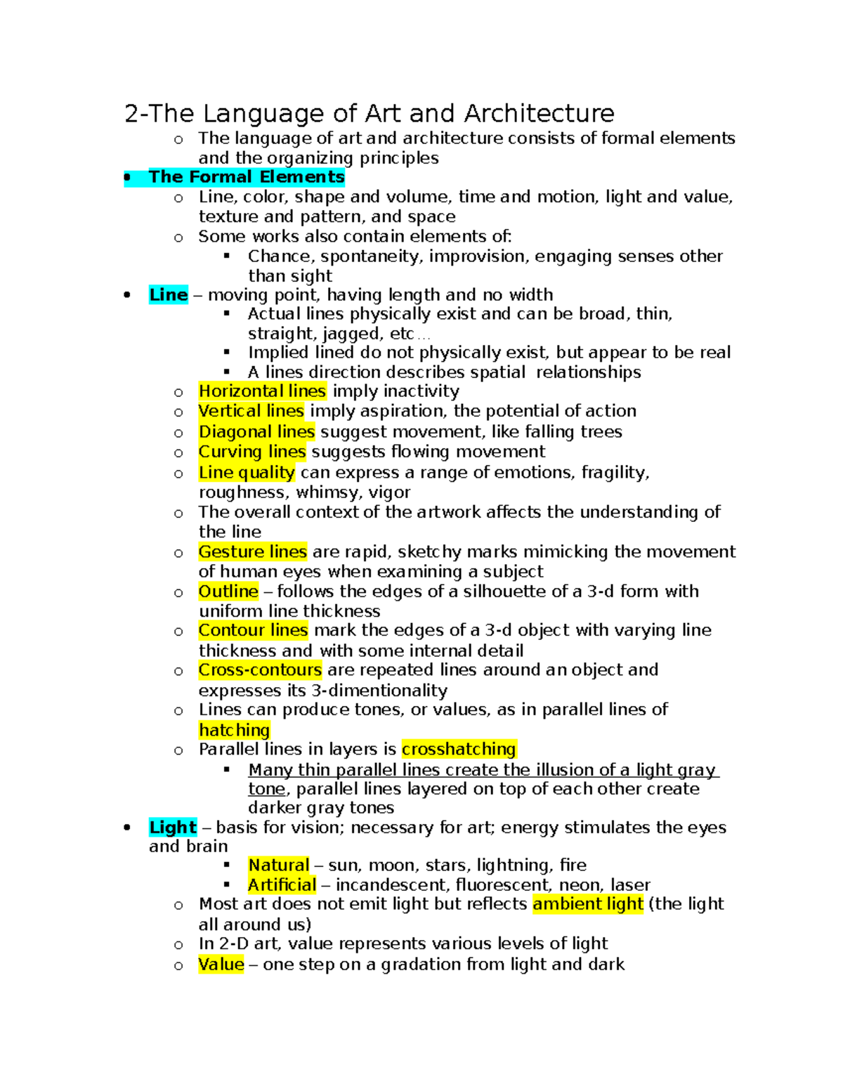 ART Ch2 - PPT notes - 2-The Language of Art and Architecture o The ...