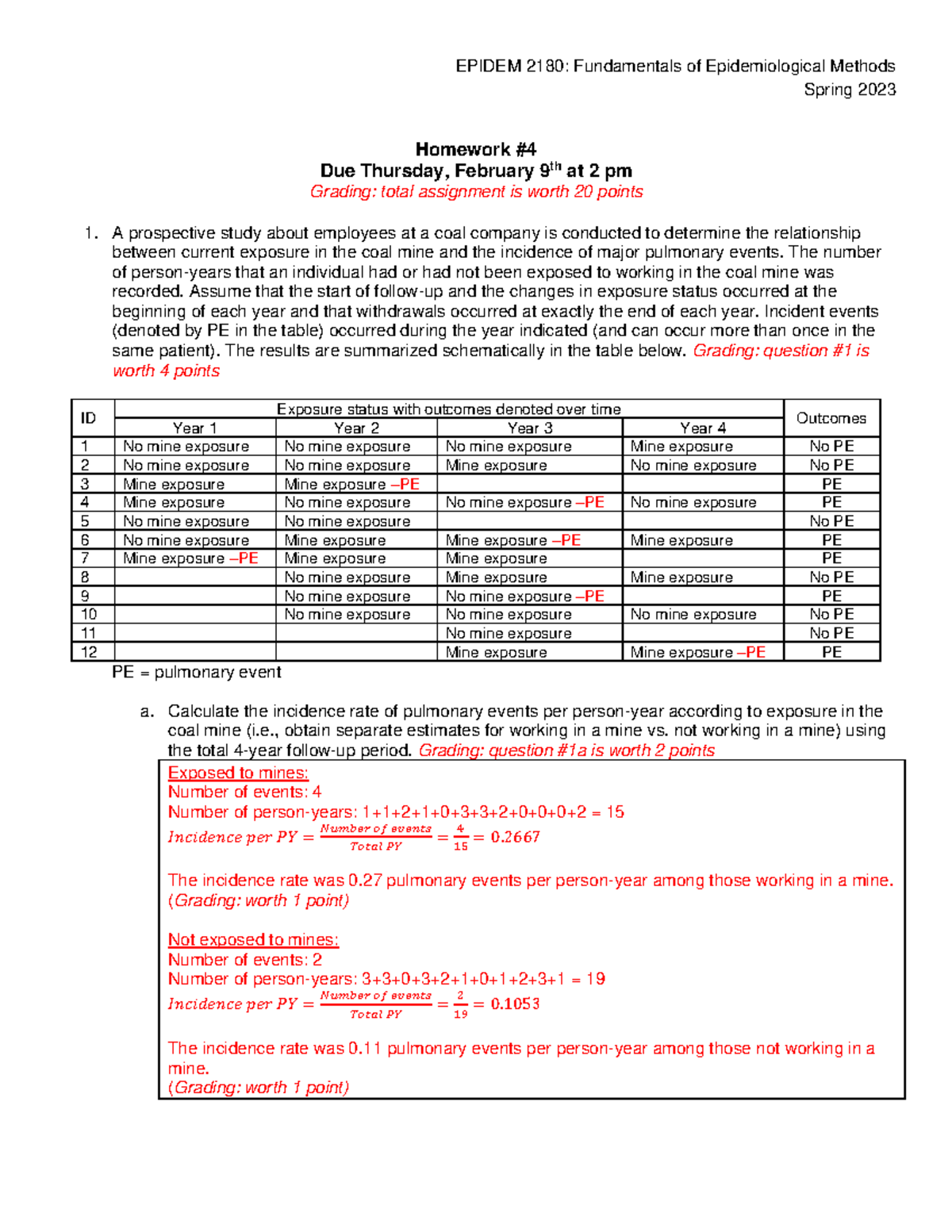 Week 4 Homework Answers 2023 - EPIDEM 2180: Fundamentals of ...