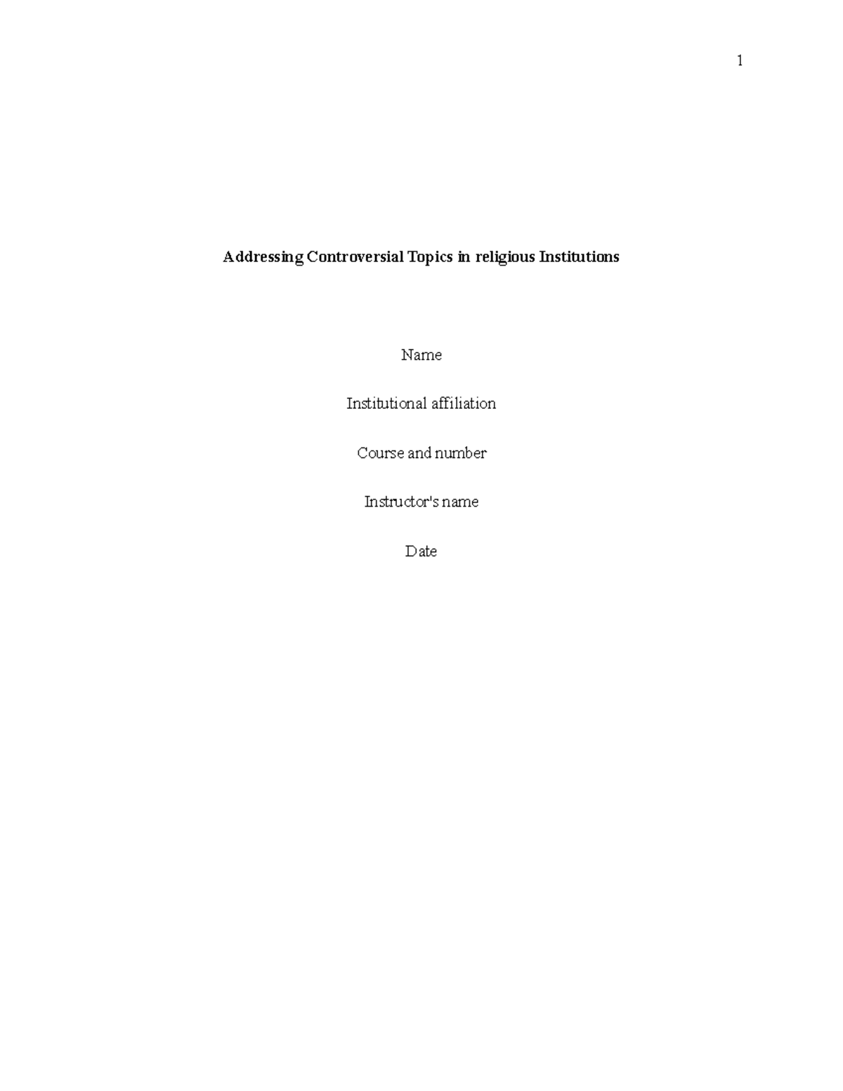 Answer 1-7 - soap - Addressing Controversial Topics in religious ...