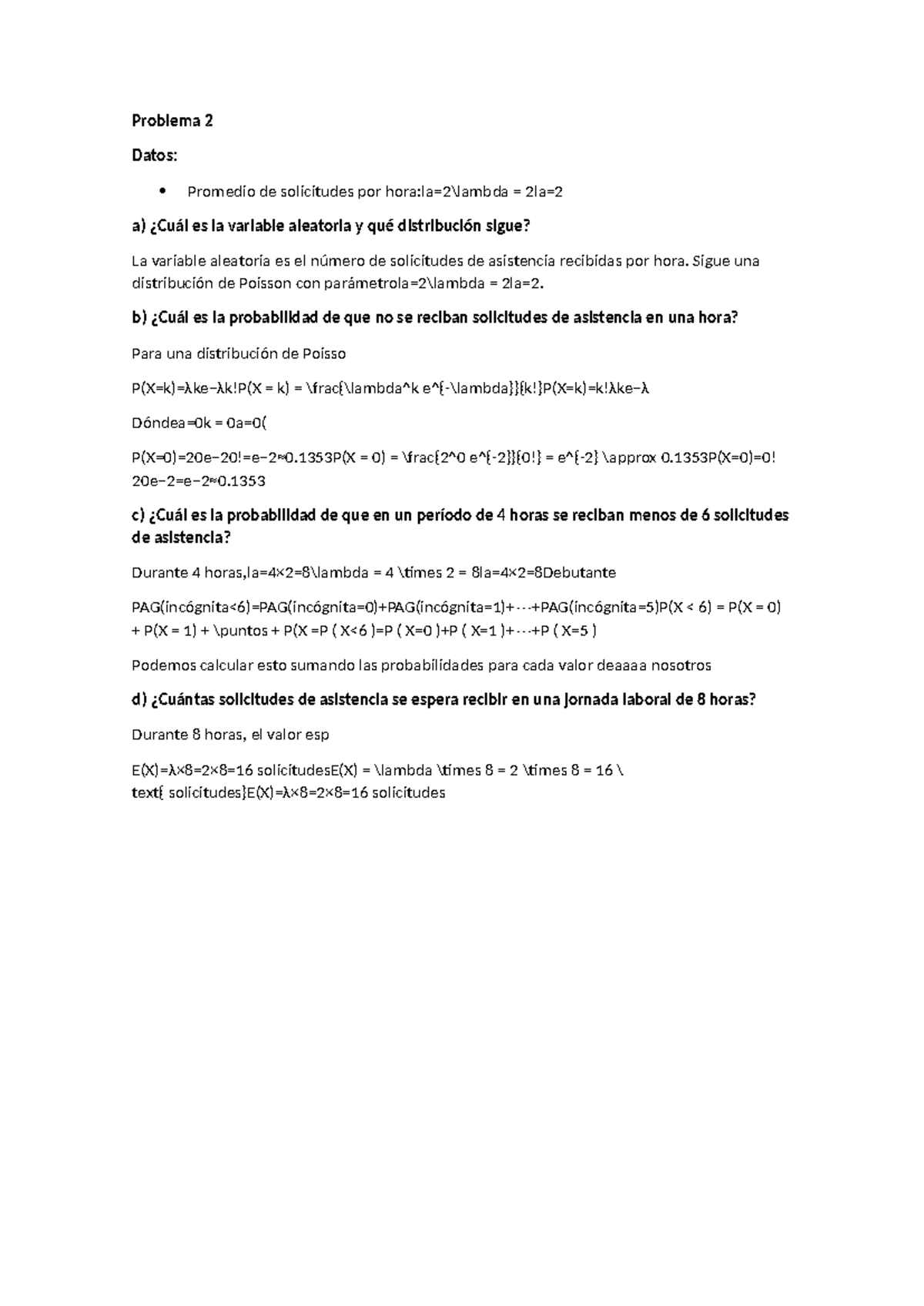 Problema 2 - Ejercicio de tp - Problema 2 Datos: Promedio de solicitudes por hora:la=2\lambda ...