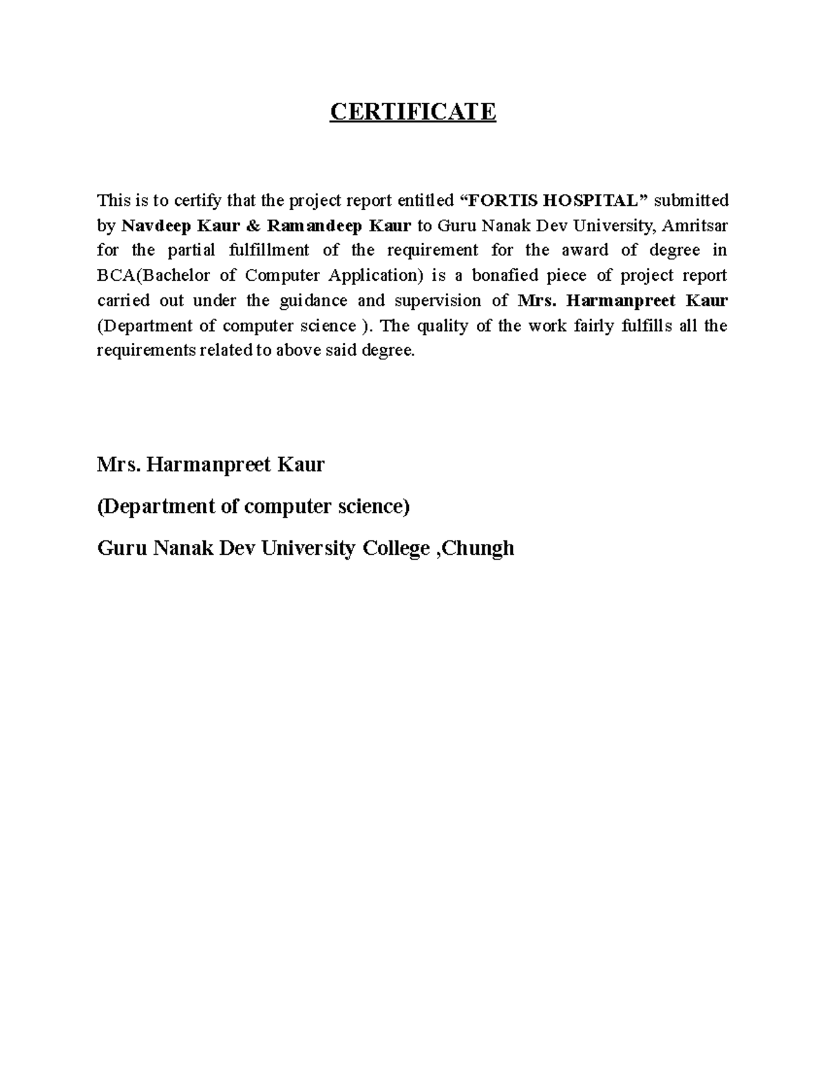 Certificate - CERTIFICATE This is to certify that the project report ...