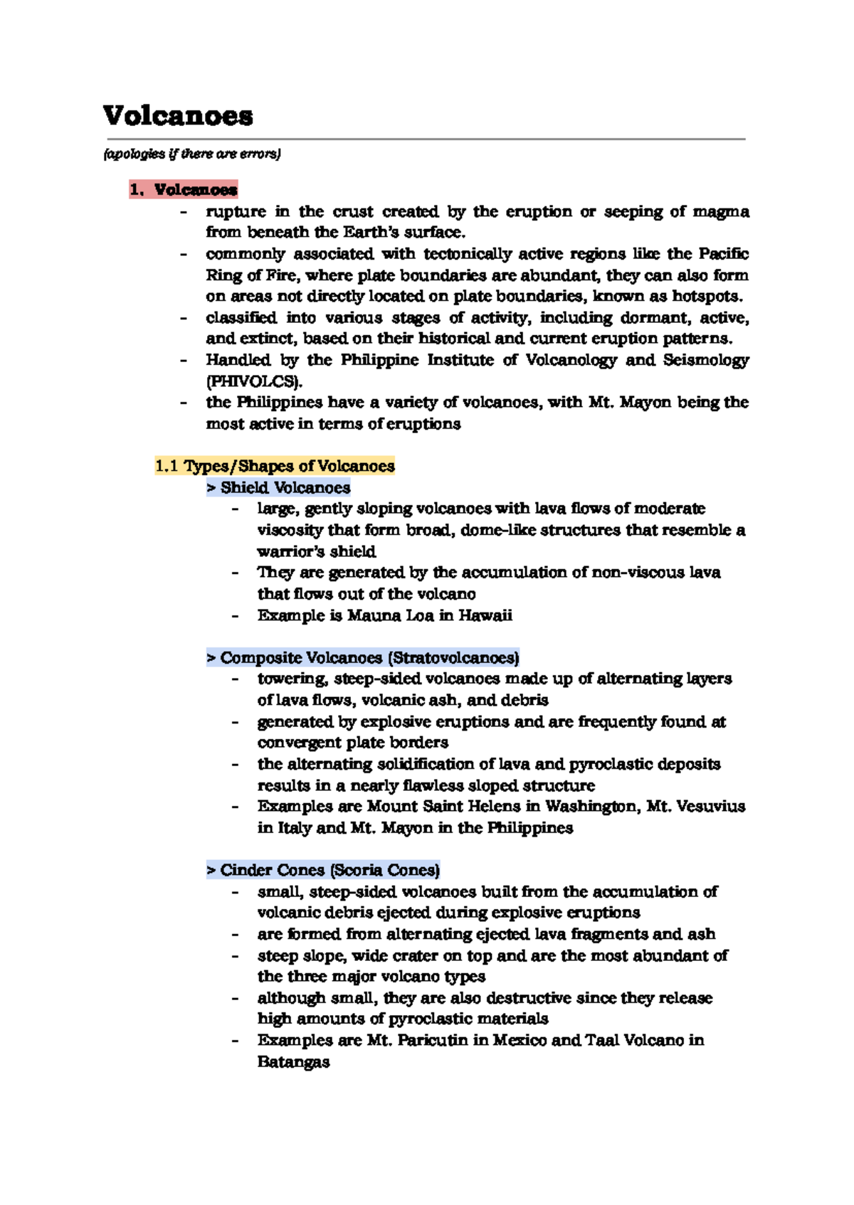 Earth-Science-9-3rd-Quarter-Reviewer - Volcanoes (apologies if there ...