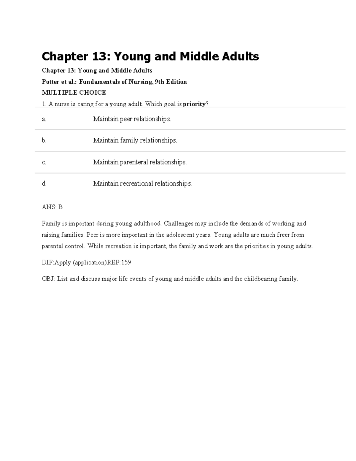Chapter 13 Young and Middle Adults - Chapter 13: Young and Middle ...