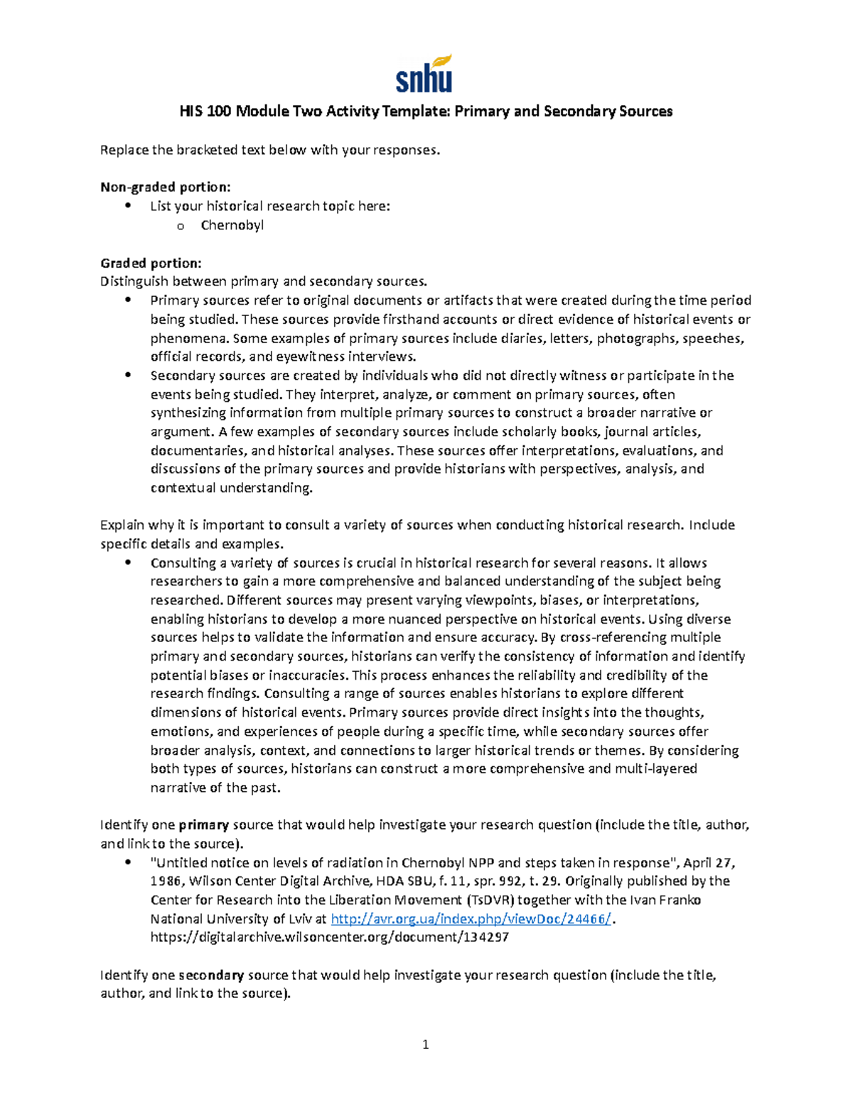 HIS 100 Module Two Activity Sources Zachary Russell - HIS 100 Module ...