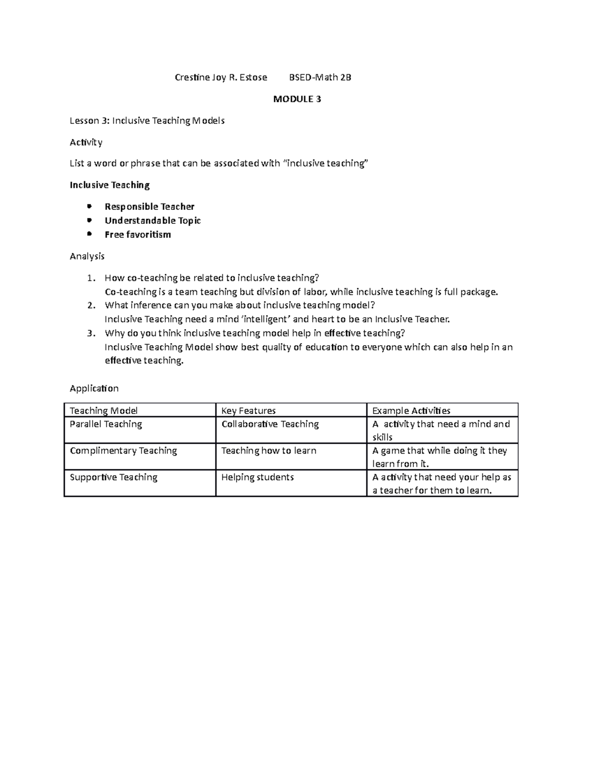 Module 3 Lesson 3 Estose, Crestine Joy R - Crestine Joy R. Estose BSED ...
