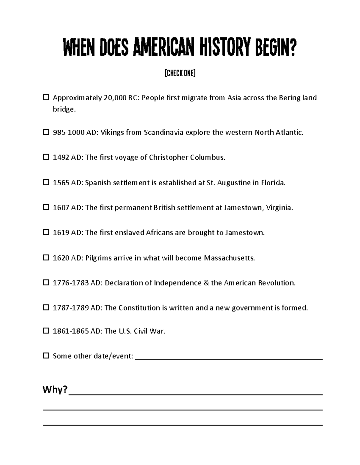 First Dayof School Whendoes USHistory Start-1 - When does American ...