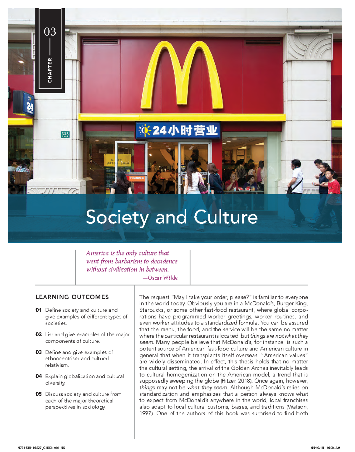 SIF9 Chs 3 - HEhhehhe - Society and Culture LEARNING OUTCOMES 01 Define ...