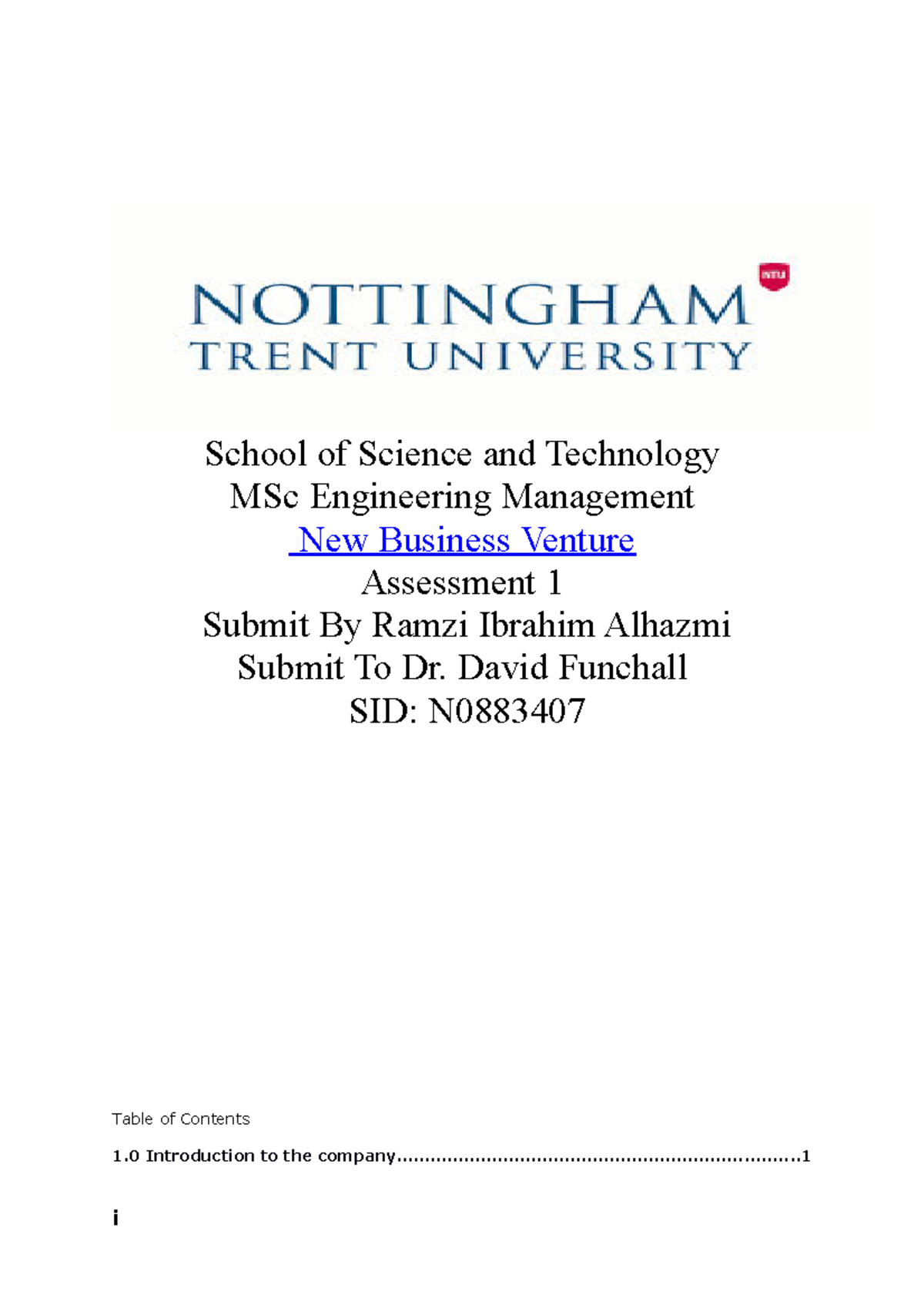 New Business Venture your work - Business Managment - UoN - Studocu